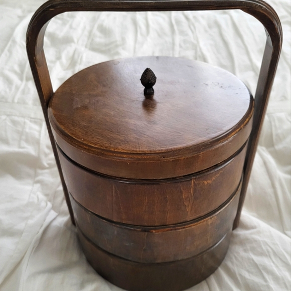 Accents | Vintage Bamboo Round Stacking Bento Tiffin Storage Box | Poshmark